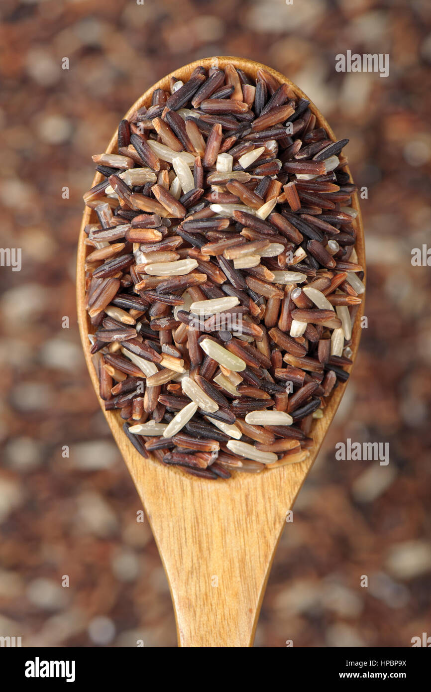 closeup details of Thai rice berry, rice berry is a cross-bred unmilled ...
