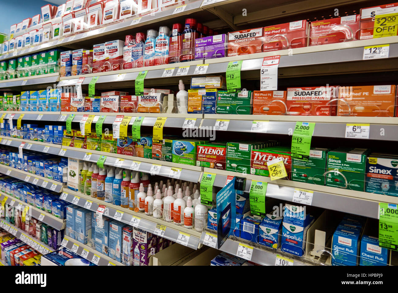 Walgreens pharmacy drugstore inside interior shelf shelves hi-res stock ...