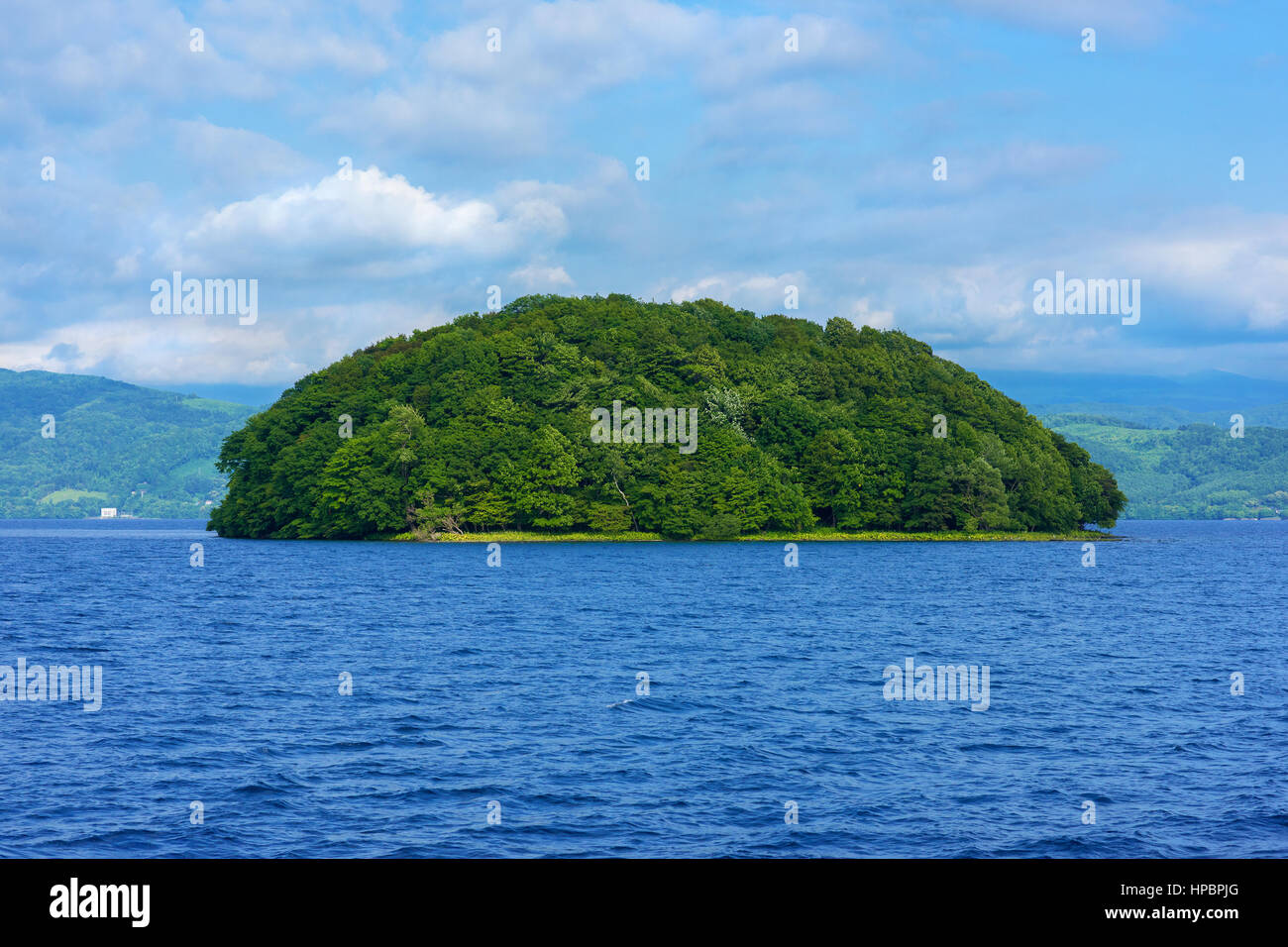 Island in Lake Toya or Toyako. Traveling in Japan Stock Photo - Alamy