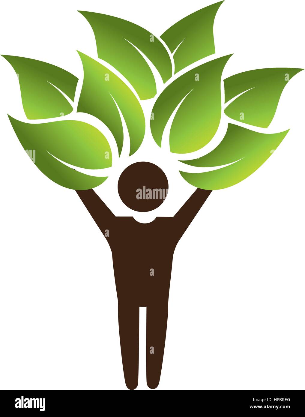 human figure with leafs plant ecology symbol vector illustration design ...