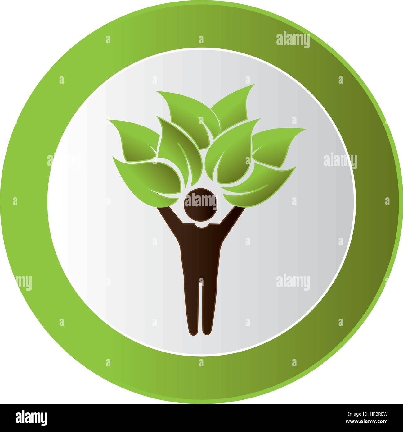 human figure with leafs plant ecology symbol vector illustration design ...