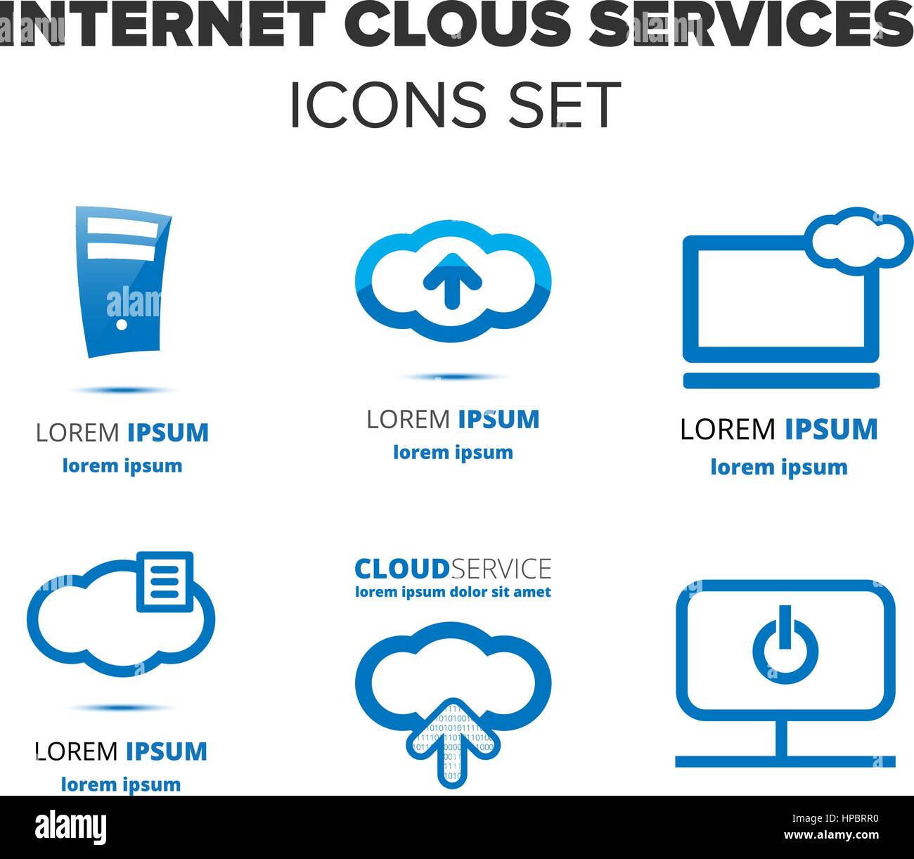 Internet cloud services icon set on white background Stock Vector Image ...