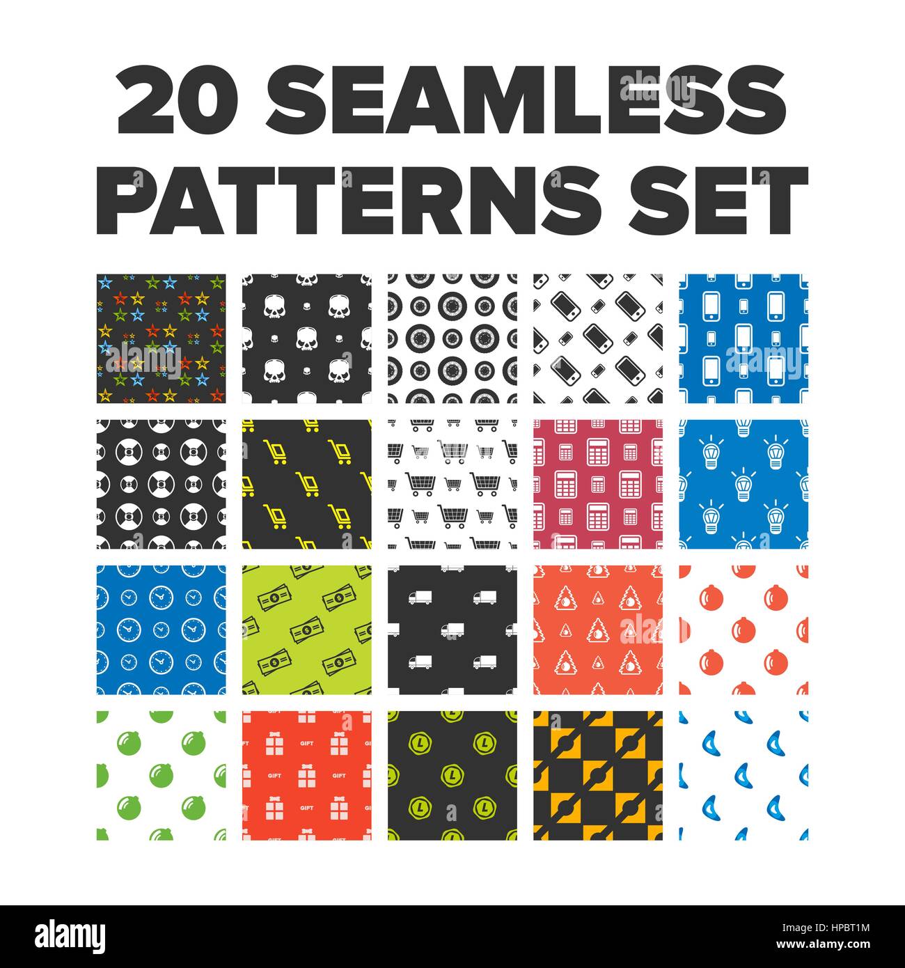 25 seamless patterns sets with different themes Stock Vector Image ...
