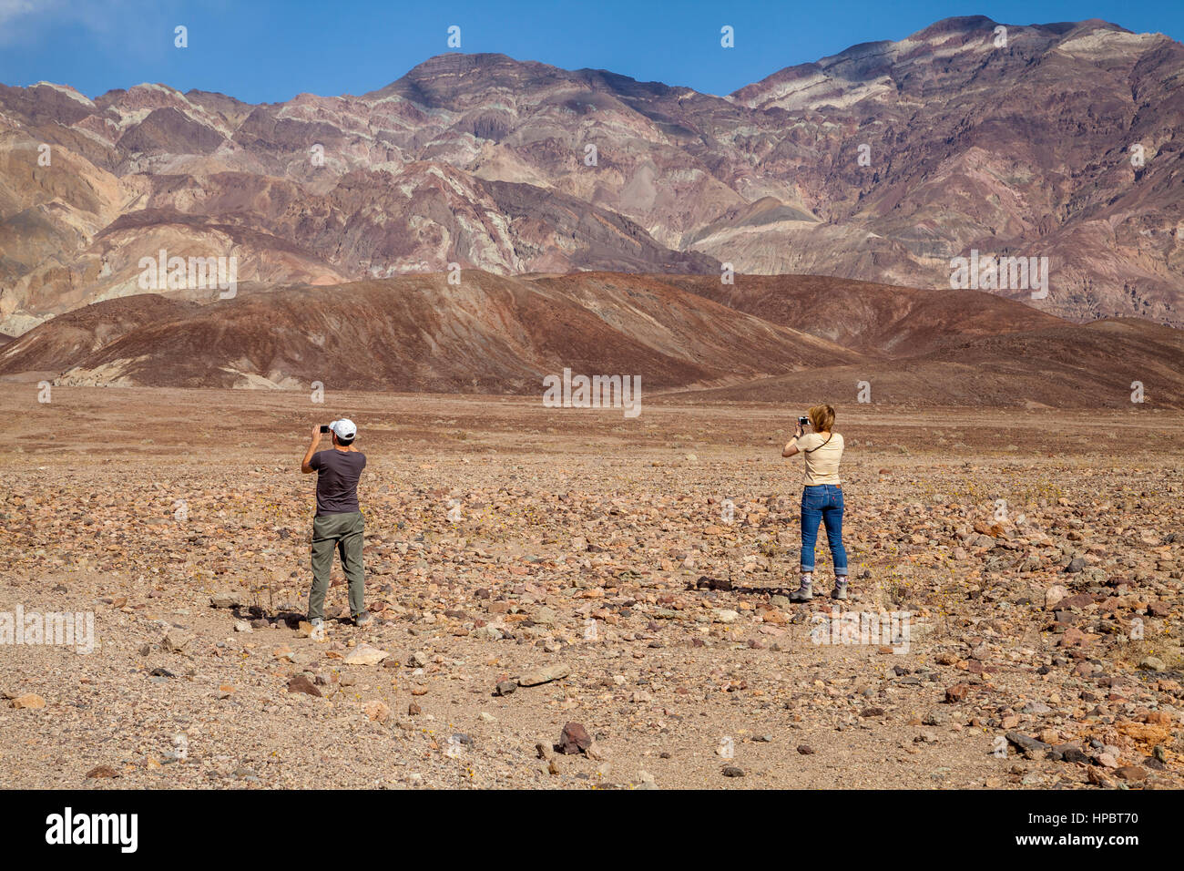 Tourists taking photos of Death Valley National Park, California, USA ...