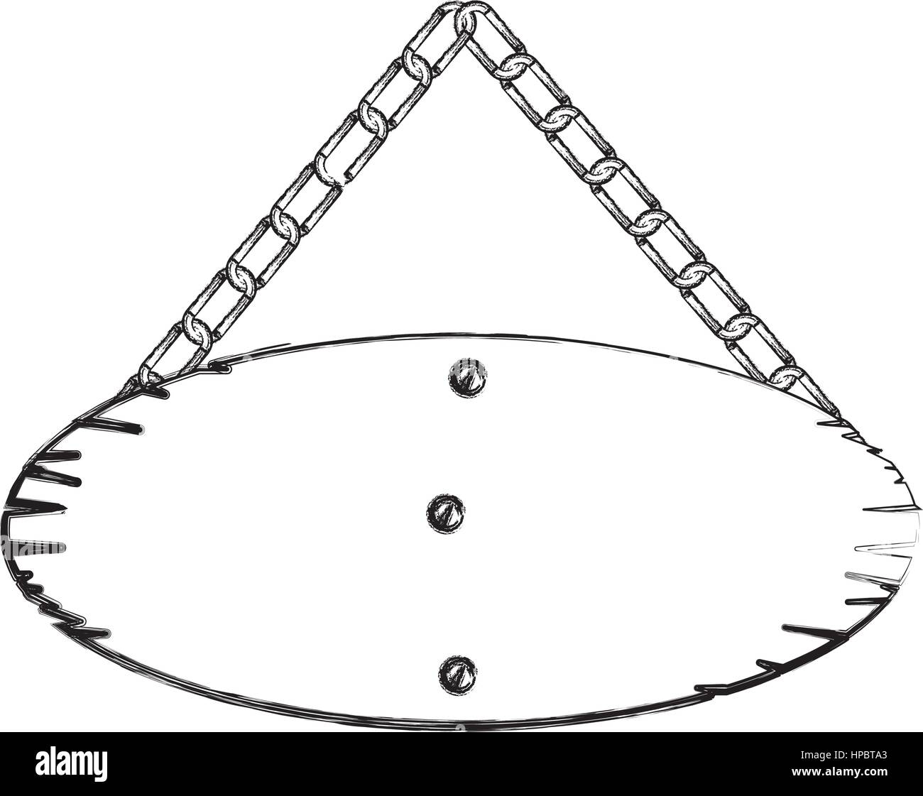 monochrome contour of oval wooden sign board with chains Stock Vector ...