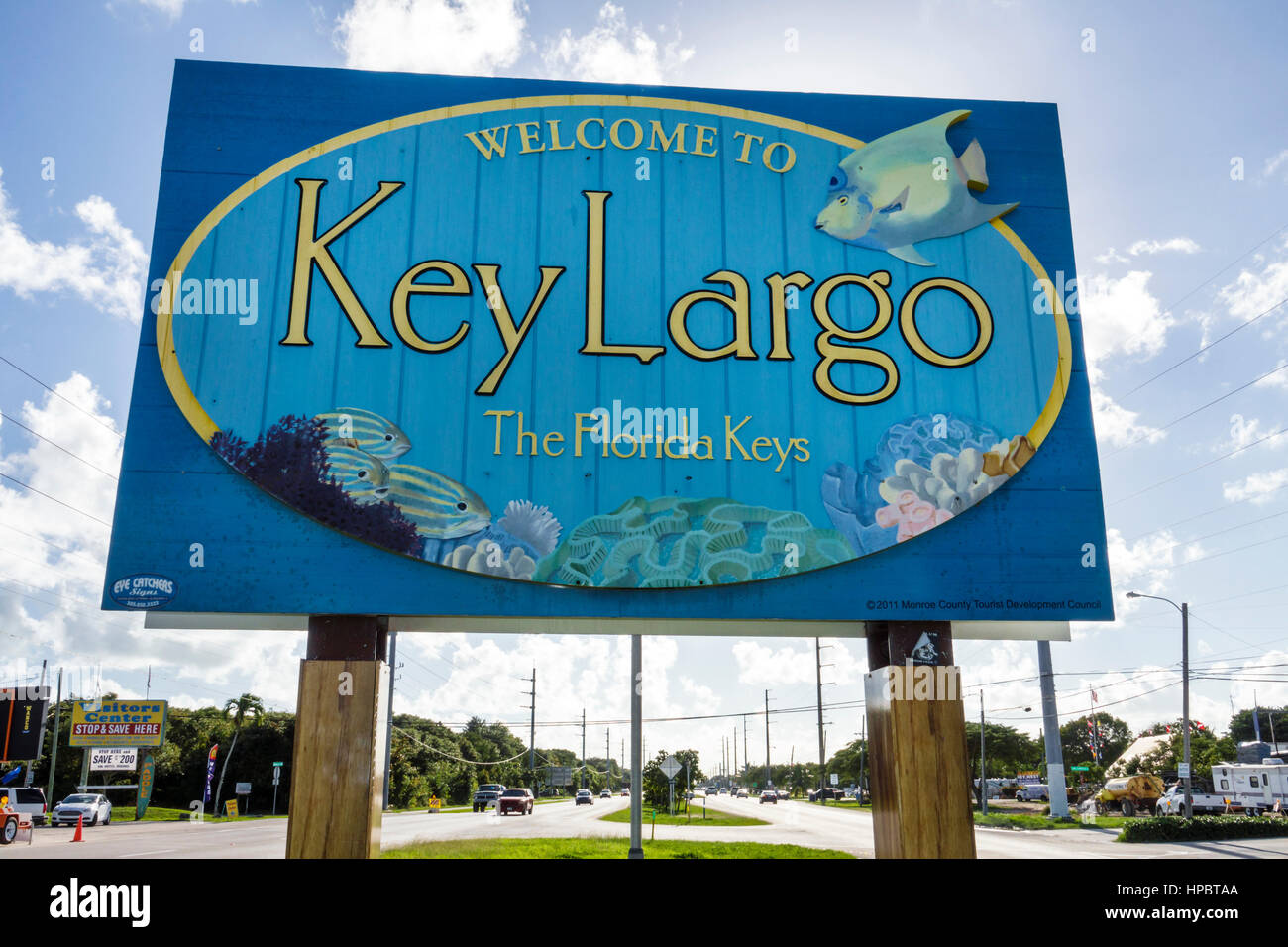 Florida Upper Key Largo Florida Keys,welcome sign,highway Route 1 ...