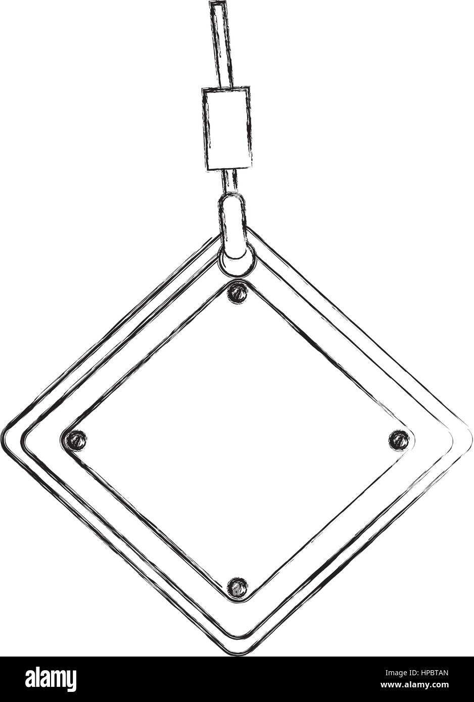 monochrome contour hand drawing of hook holding a traffic sign Stock ...
