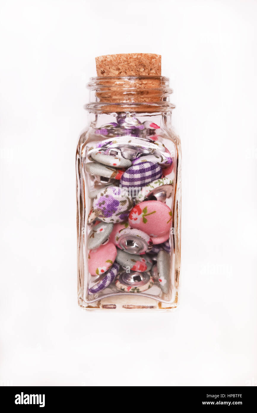 Jar of patchwork buttons Stock Photo - Alamy