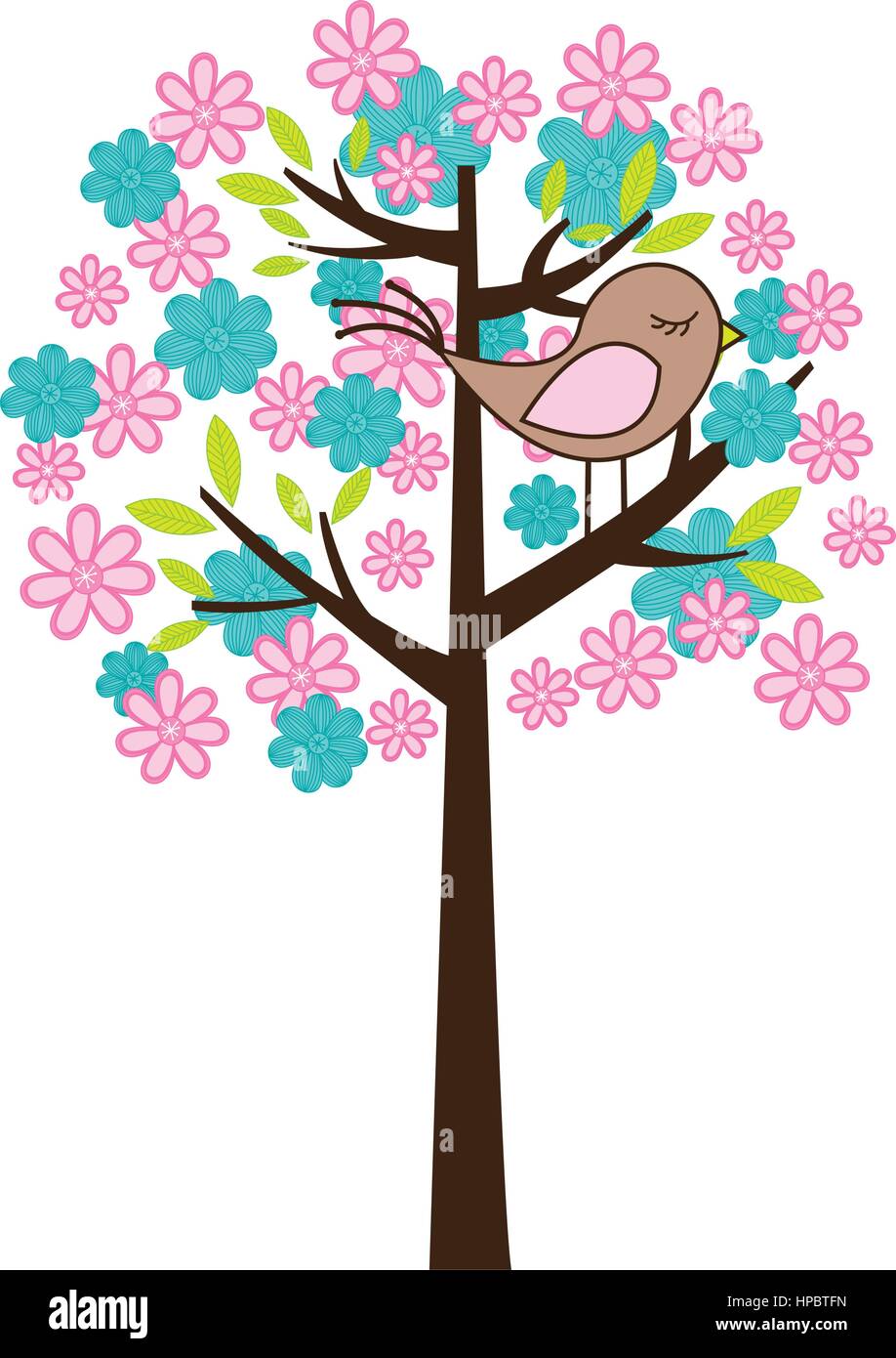 Cherry tree bird Stock Vector Images - Alamy