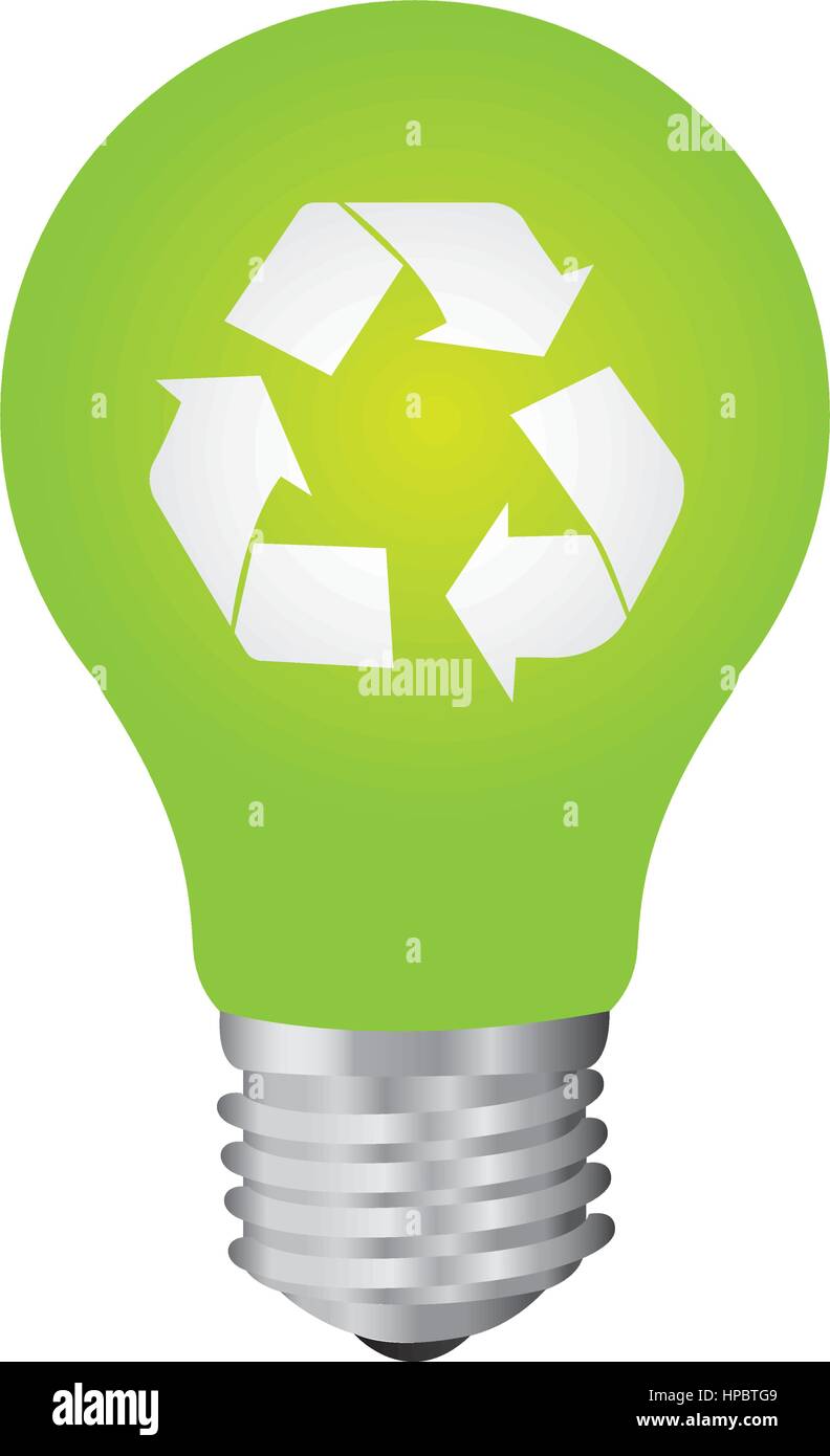 color silhouette with light bulb with recycling symbol Stock Vector ...