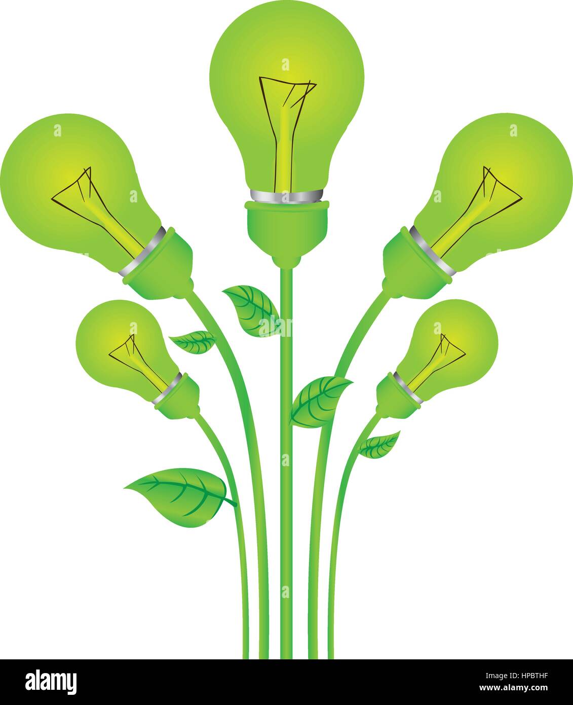 color background with set of bulb light with stem and leaves Stock ...