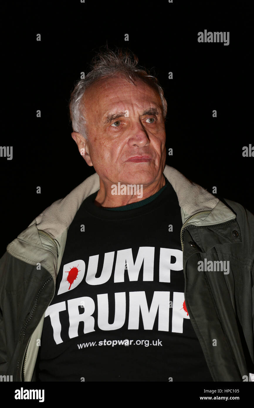 Manchester, UK. 20th Feb, 2017. Ron Senchak wearing a "Dump Trump ...