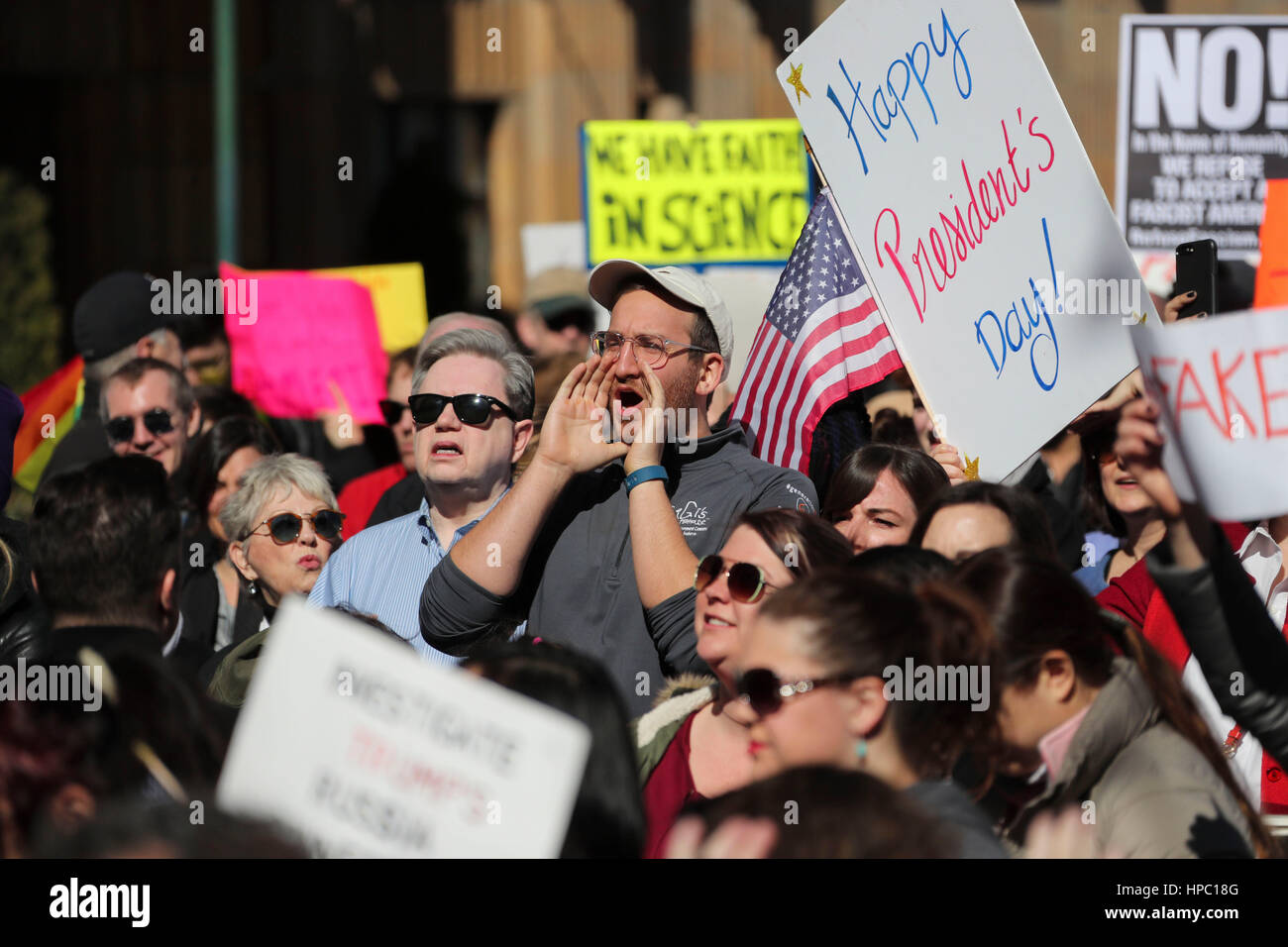 New York, USA. 20th Feb, 2017. People take part in the "Not My ...