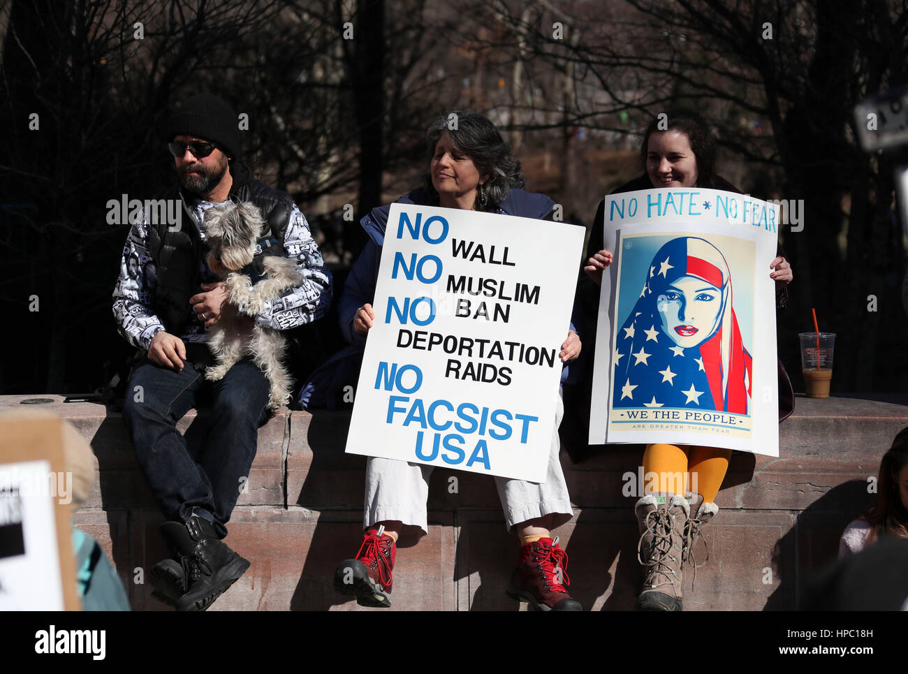 New York, USA. 20th Feb, 2017. People take part in the "Not My ...