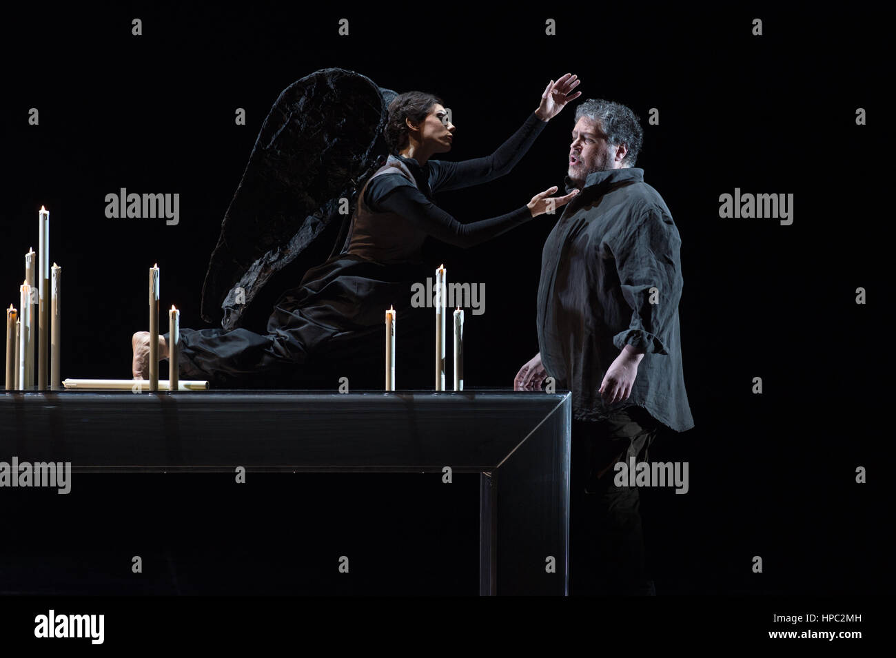 Dresden, Germany. 20th Feb, 2017. Sofia Pintzou (Angel) and Stephen ...