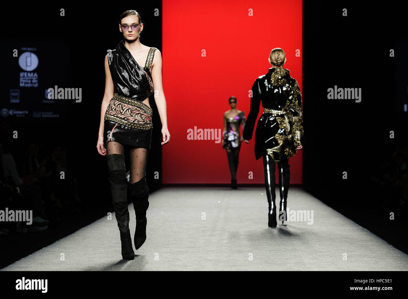 Madrid, Spanien. 19th Feb, 2017. Models during the Custo Fashion Show ...