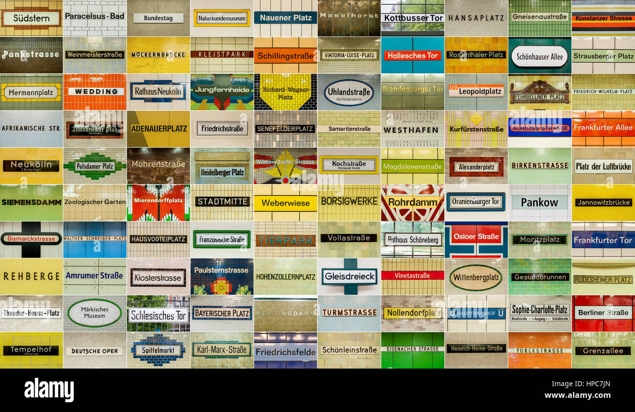 The collage shows the different station names of hundred metro stations ...