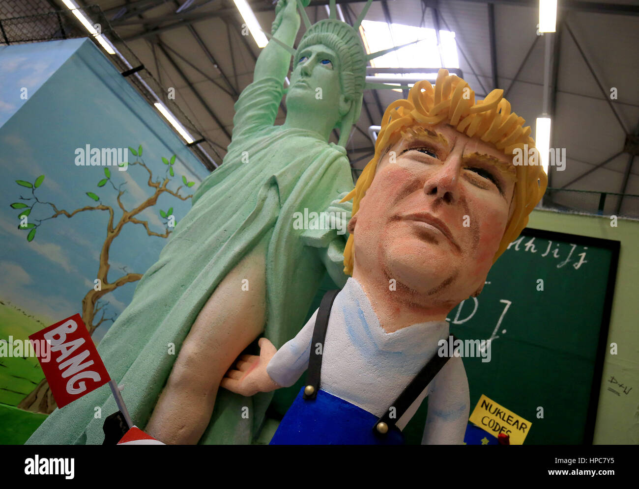 Cologne, Germany. 21st Feb, 2017. A float showing US President Donald ...