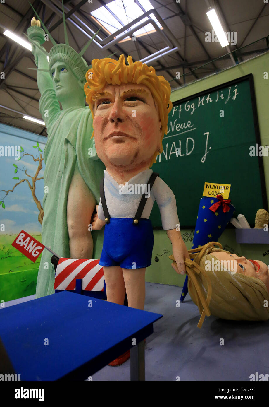 Cologne, Germany. 21st Feb, 2017. A float showing US President Donald ...