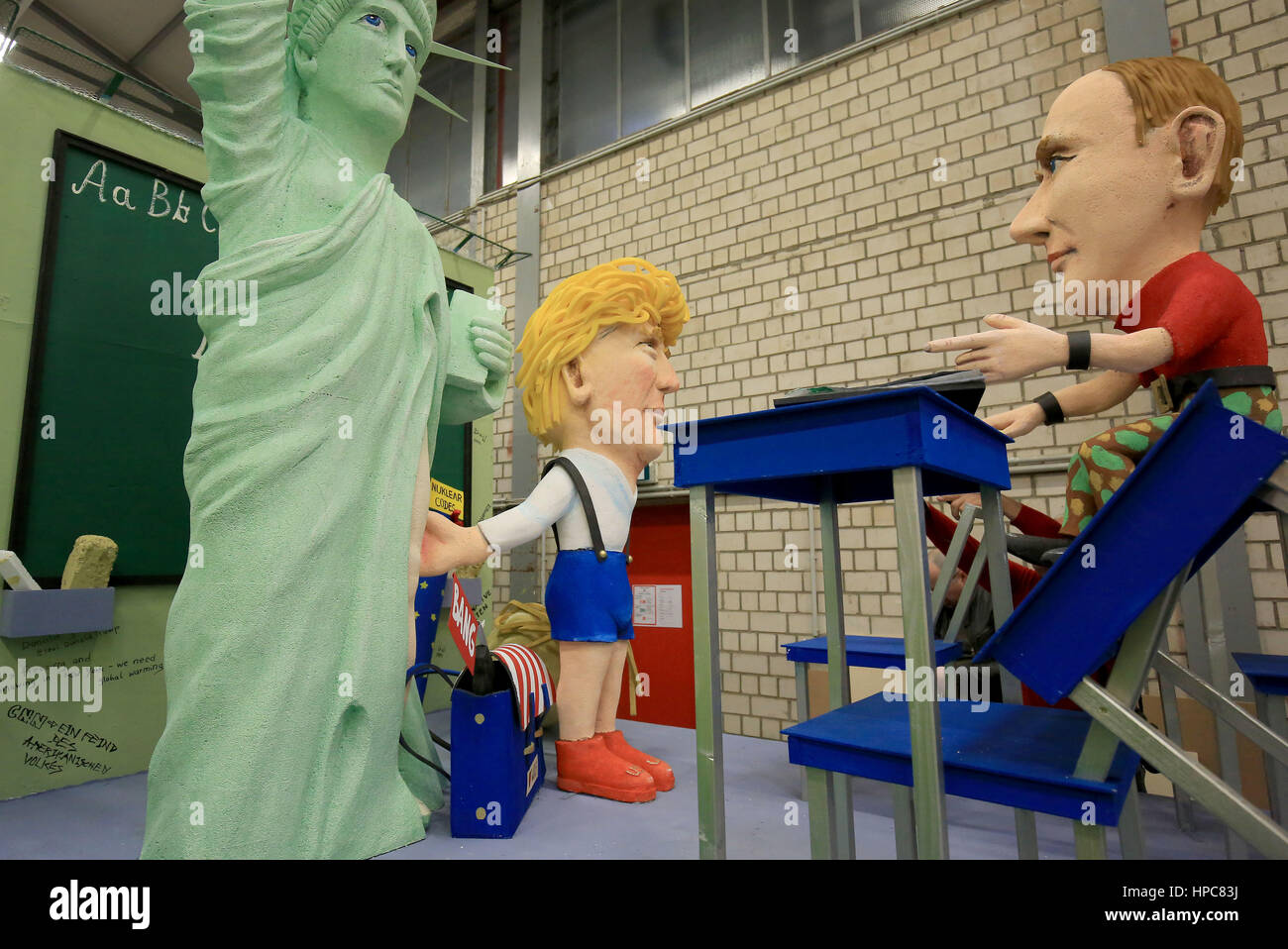 Cologne, Germany. 21st Feb, 2017. A float showing US President Donald ...