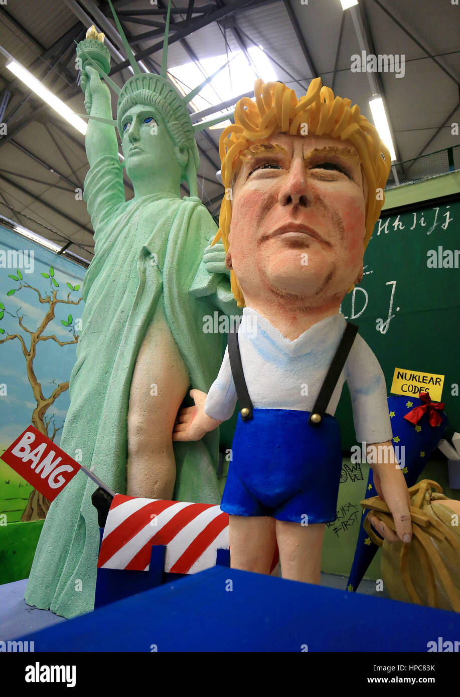 Cologne, Germany. 21st Feb, 2017. A float showing US President Donald ...