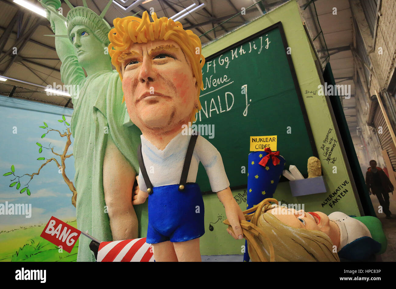 Cologne, Germany. 21st Feb, 2017. A float showing US President Donald ...