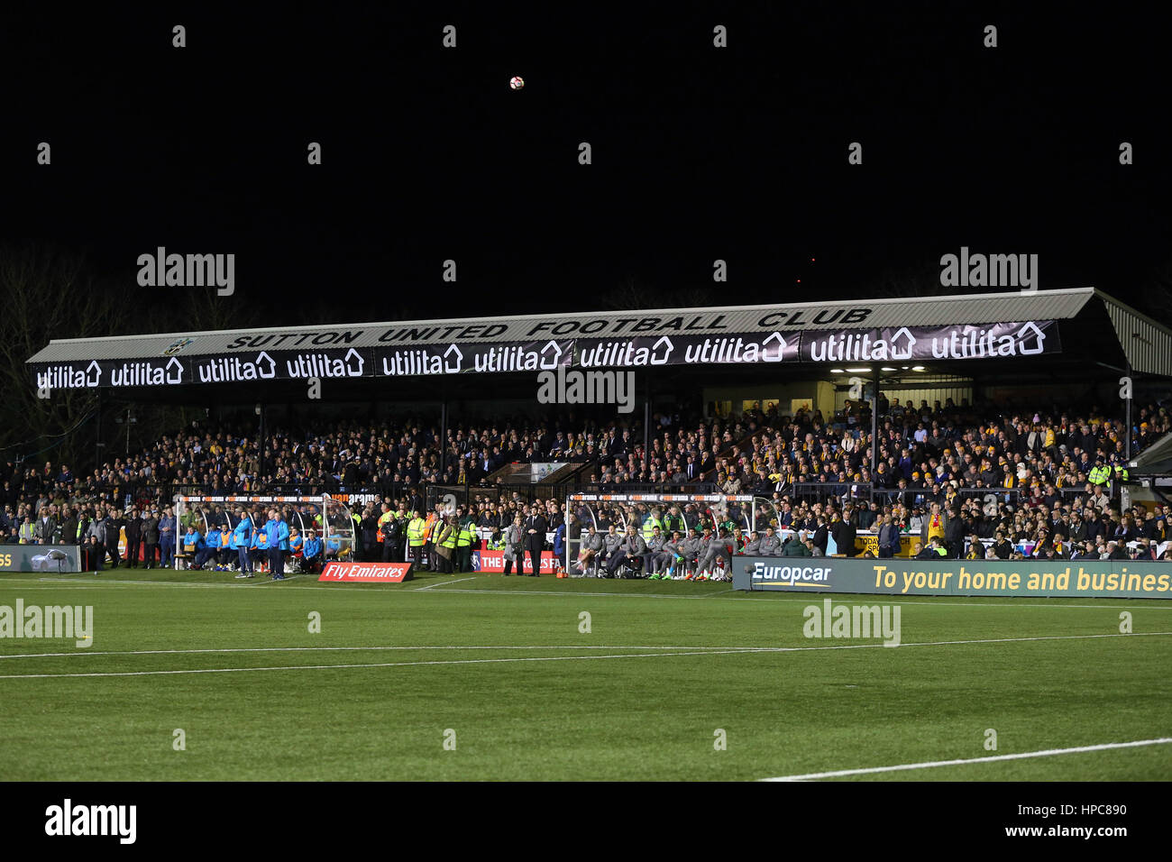 Sutton, UK. 20th February 2017. General view during the FA Cup Fifth ...