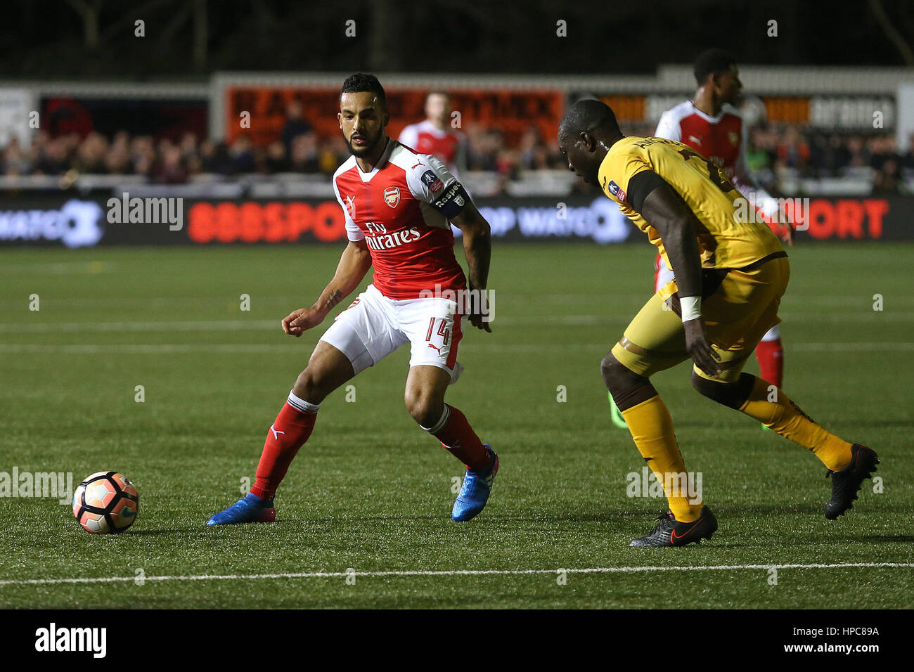 Sutton, UK. 20th February 2017. Theo Walcott of Arsenal and Kevin ...