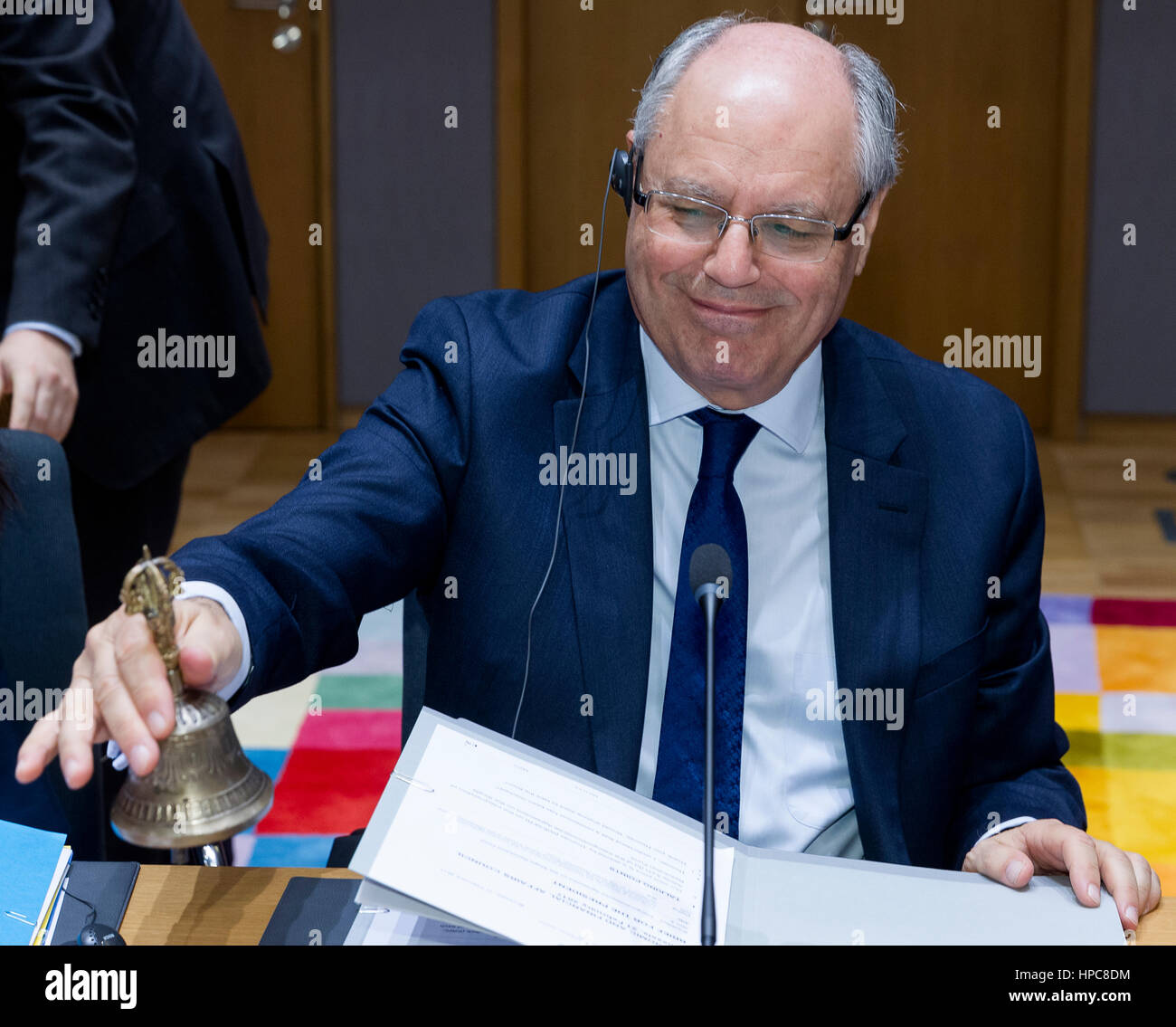 Brussels, Belgium, February 21, 2017: Maltese Finance Minister Edward ...