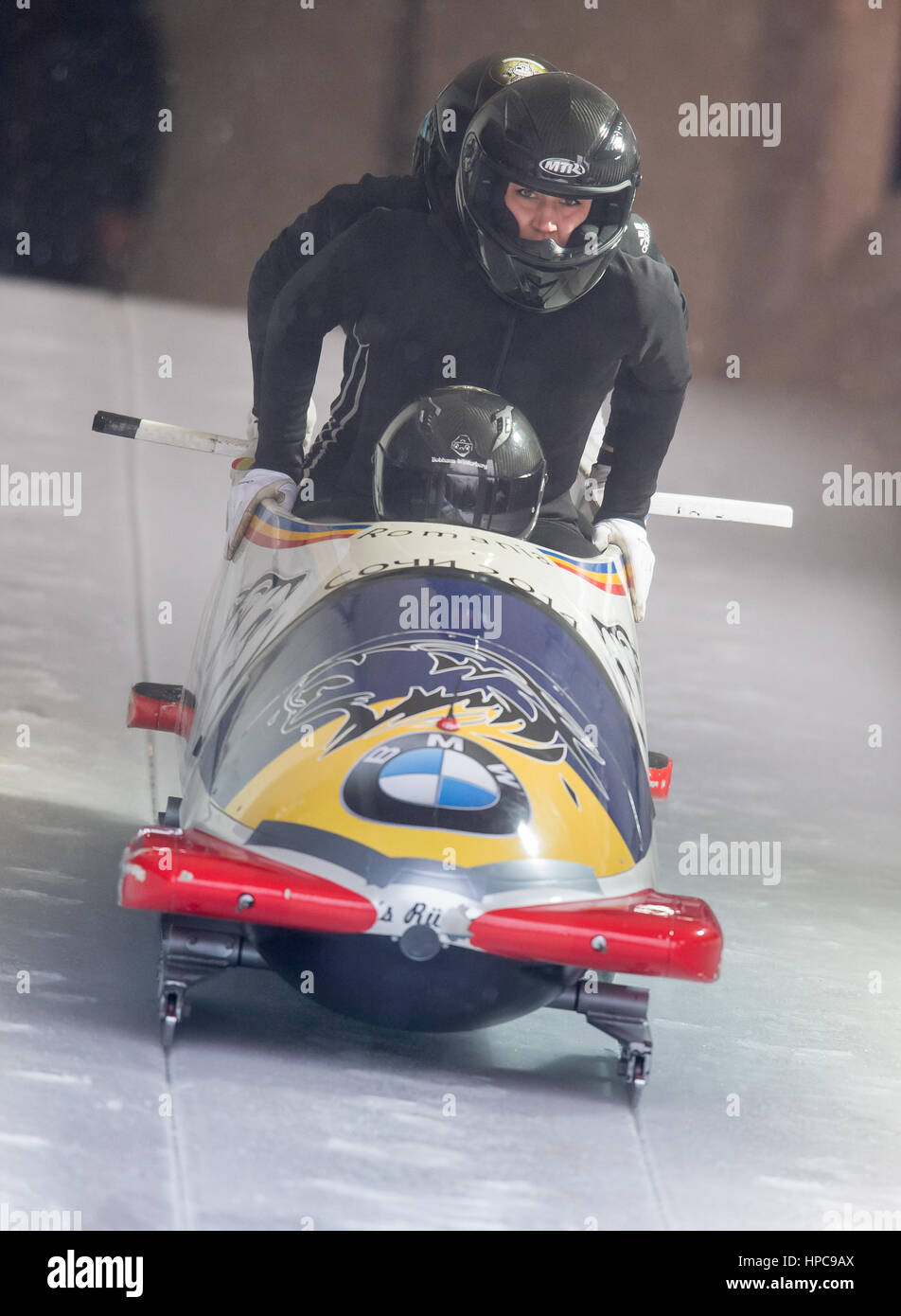 Schoenau am Koenigssee, Germany, 21 February 2017. Bobsleigh athlete ...