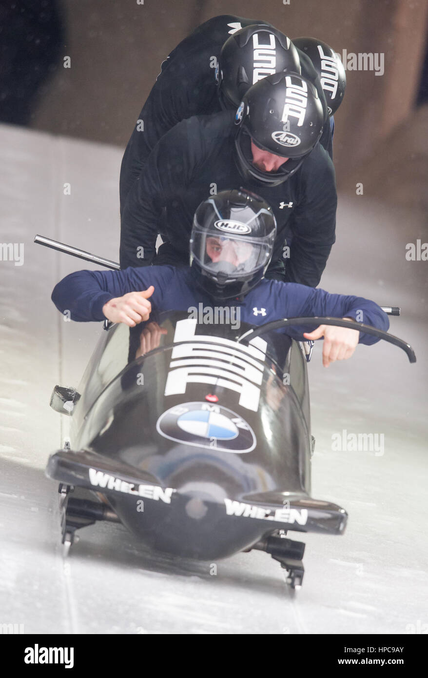 Schoenau am Koenigssee, Germany, 21 February 2017. Bobsleigh athletes ...