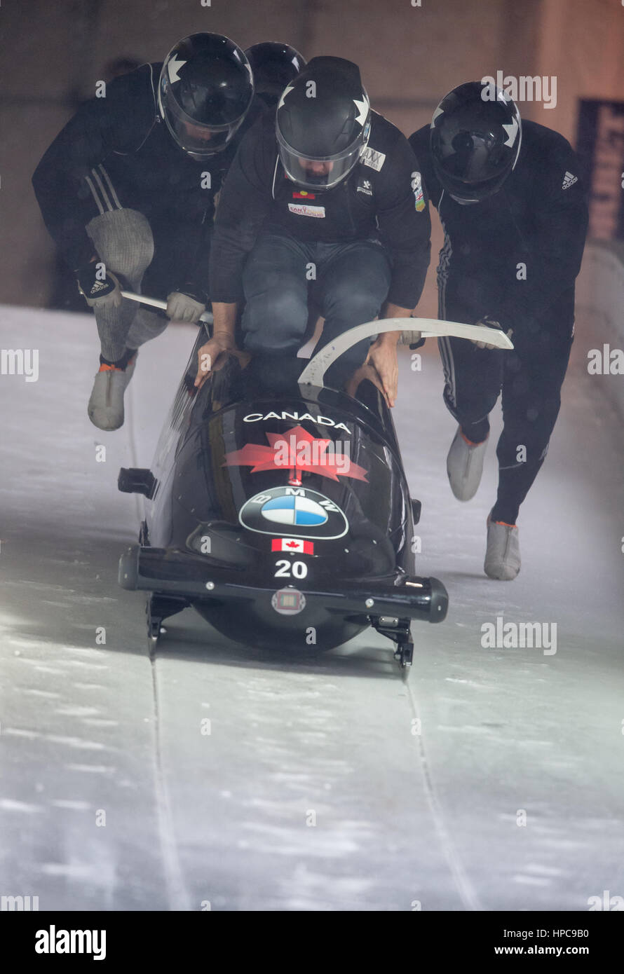 Schoenau am Koenigssee, Germany, 21 February 2017. Bobsleigh athletes ...