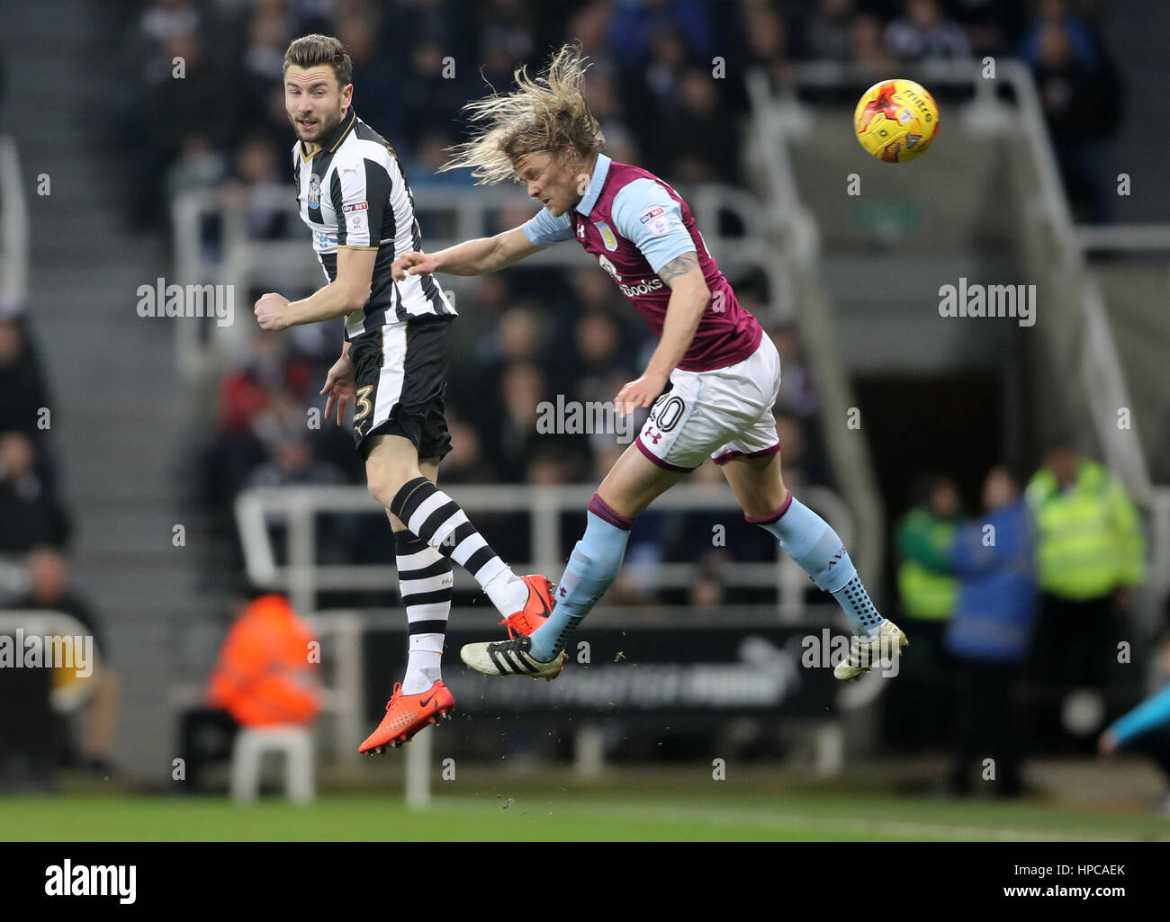 Aston Villa's Birkir Bjarnason and Newcastle United's Paul Dummett ...