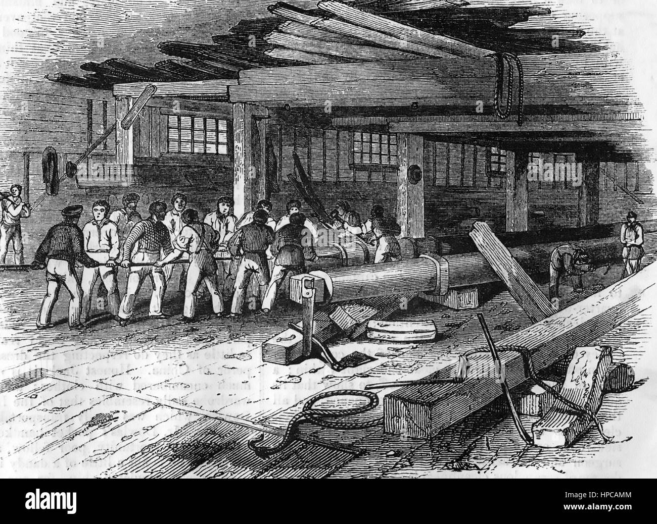 Ship mast factory Black and White Stock Photos & Images - Alamy