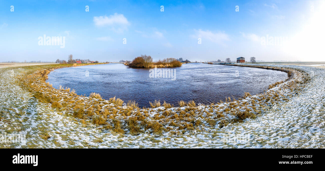 A bend of the river Leda in East Frisia near the city Leer Stock Photo ...