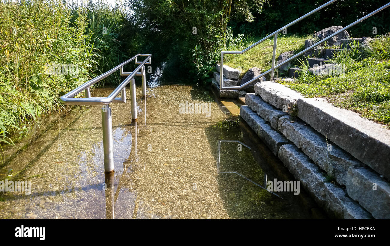 Kneipp hydrotherapy for water treading, public use Stock Photo - Alamy