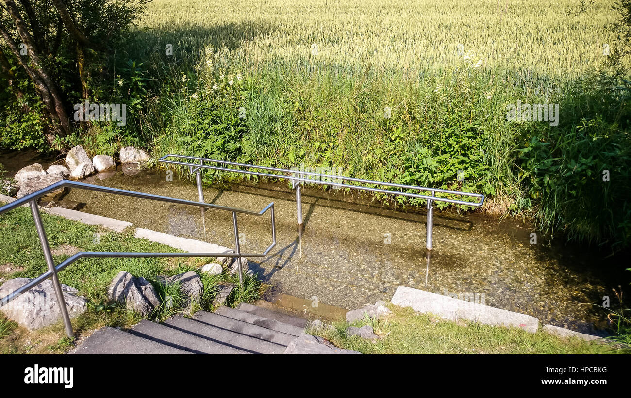 Kneipp hydrotherapy for water treading, public use Stock Photo - Alamy