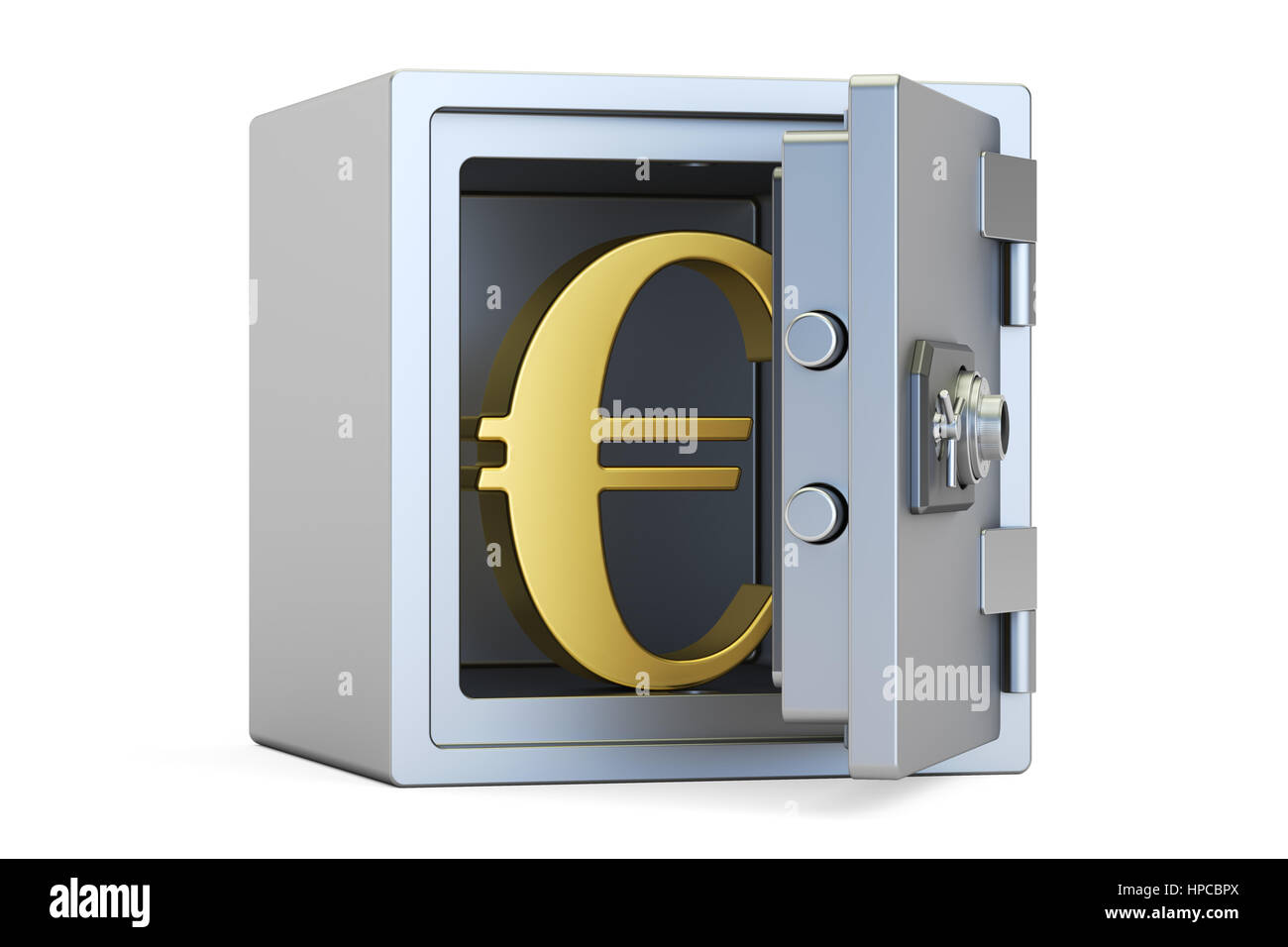 combination safe box with symbol of euro, 3D rendering isolated on ...