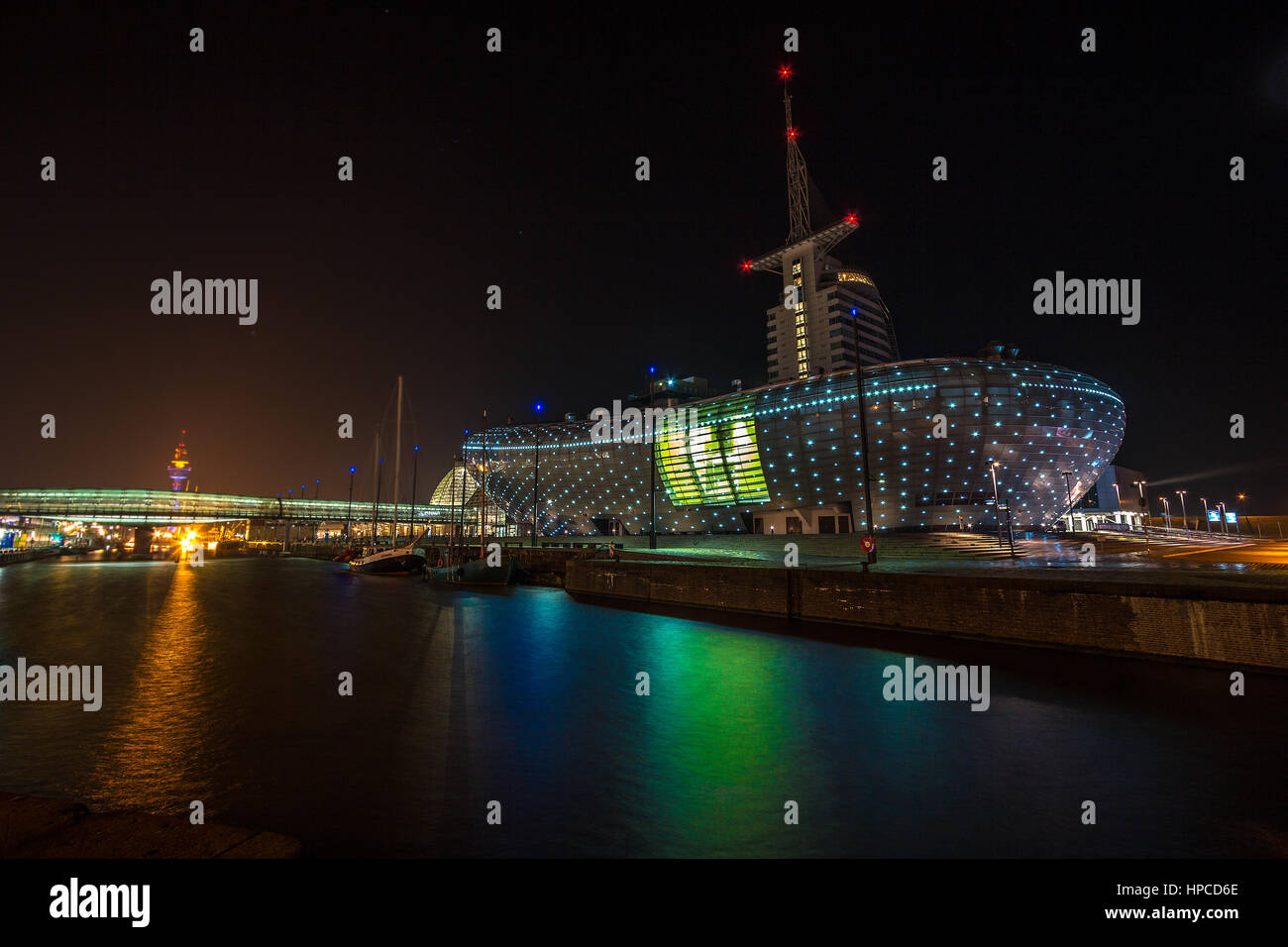 Night in Bremerhaven, nicely illuminated Stock Photo - Alamy