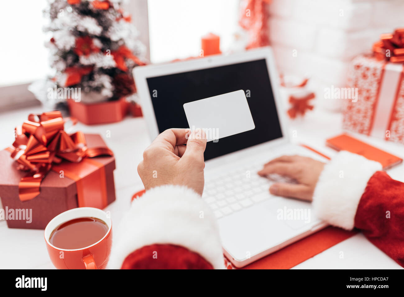 Santa working desk typing hi-res stock photography and images - Alamy