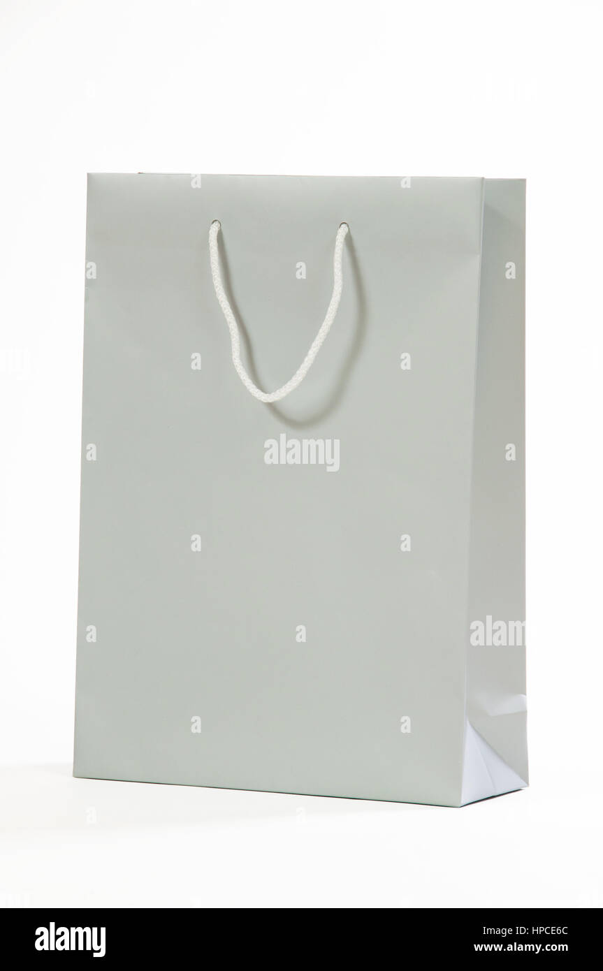 Gray paper bag isolated on white background Stock Photo - Alamy