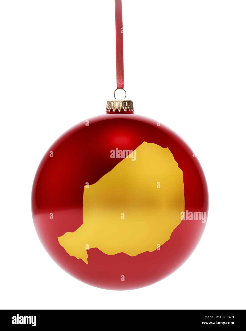 Glossy red bauble golden shape hi-res stock photography and images - Alamy