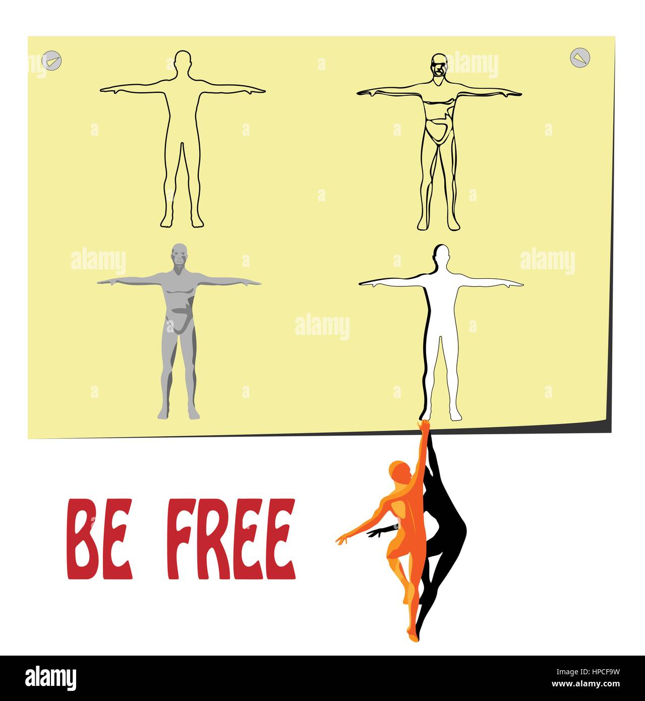 vector man drawn in pencil jumping from paper to freedom Stock Vector ...