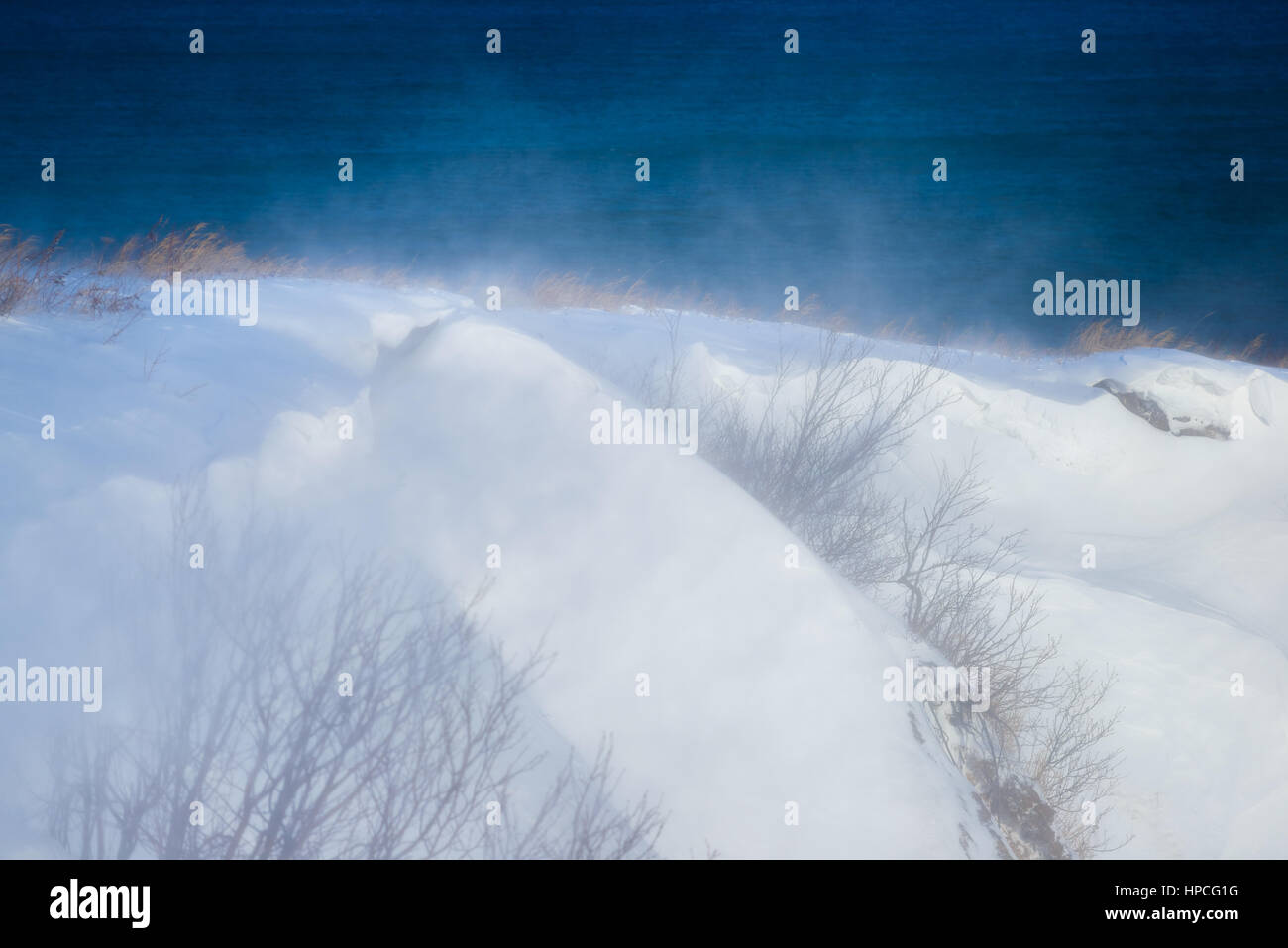 Snow storm on the sea background, Sakhalin, Russia Stock Photo - Alamy