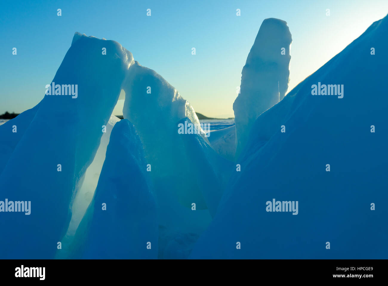 Ice hummocks in the Sea of Okhotsk, Sakhalin, Russia Stock Photo - Alamy