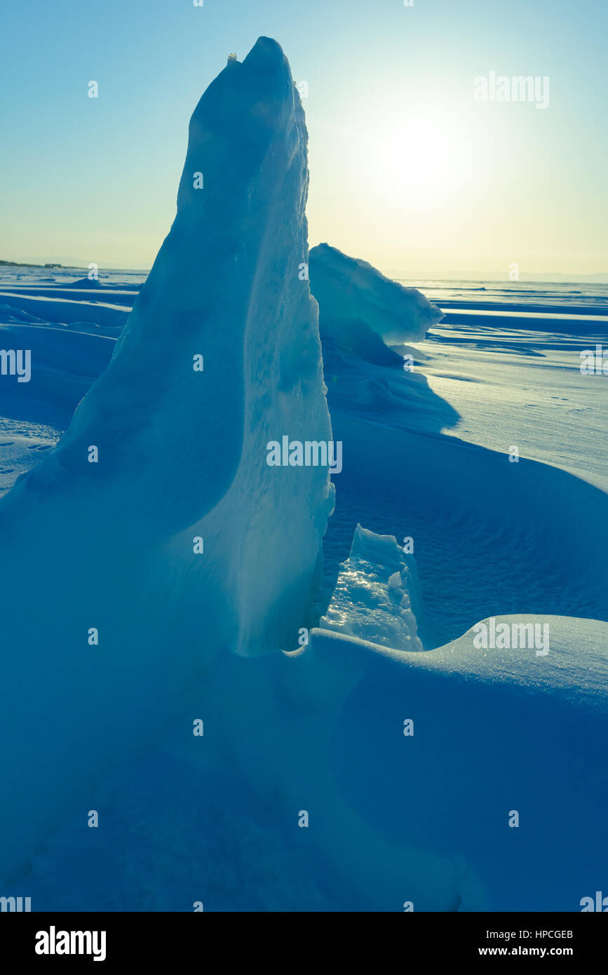 Ice hummocks in the Sea of Okhotsk, Sakhalin, Russia Stock Photo - Alamy