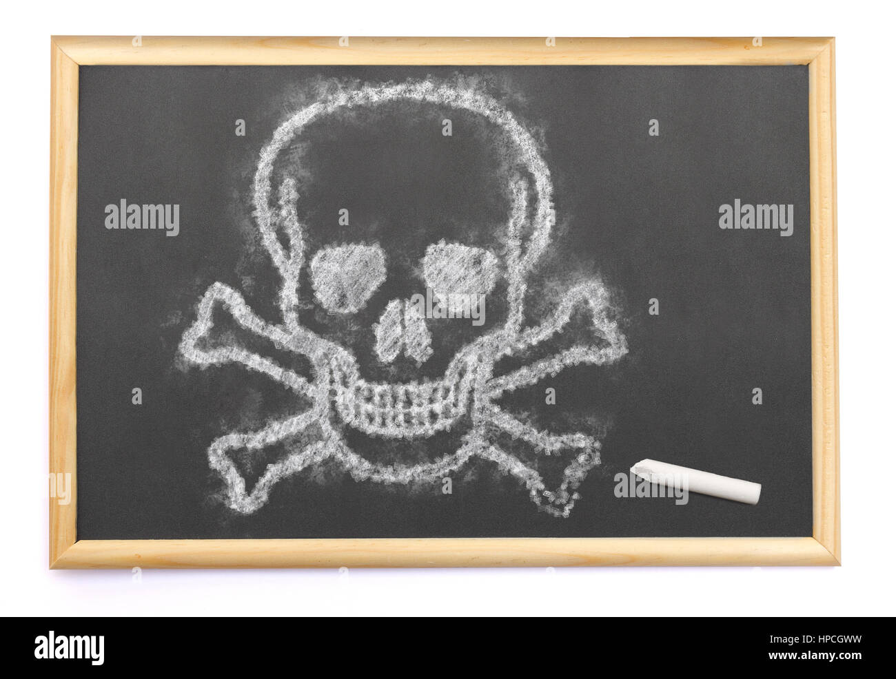 Blackboard with a skull drawn on and a single chalk.(series Stock Photo ...