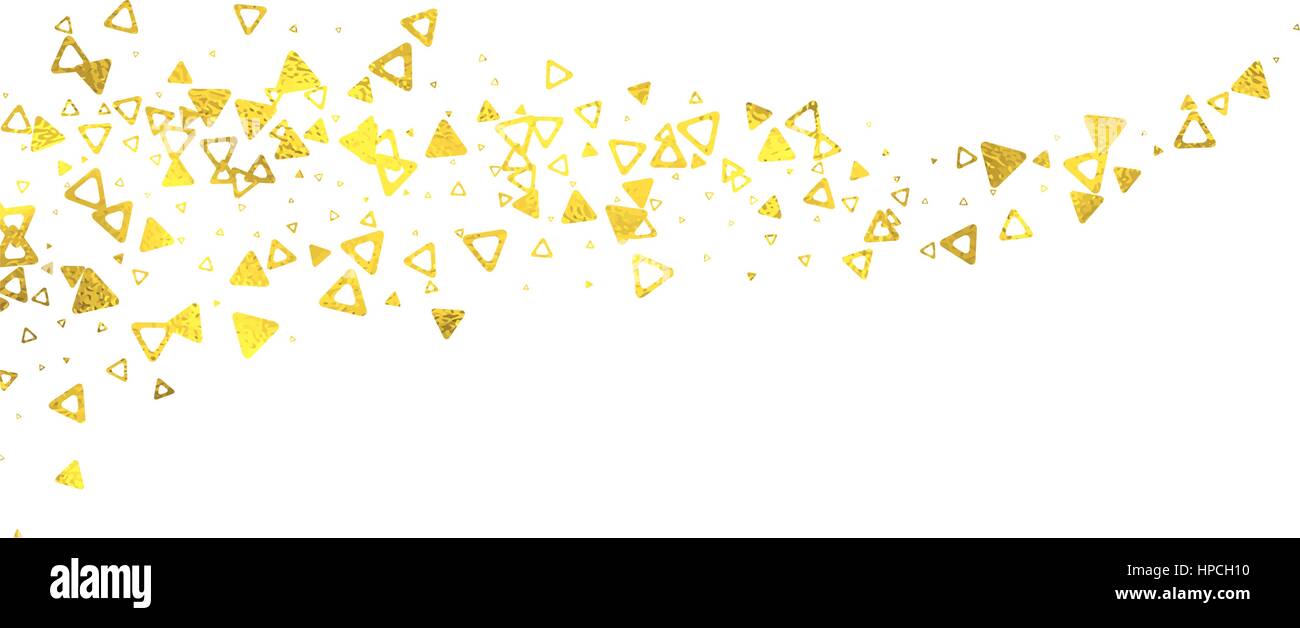Gold glittering wave with foil triangles isolated on white background ...