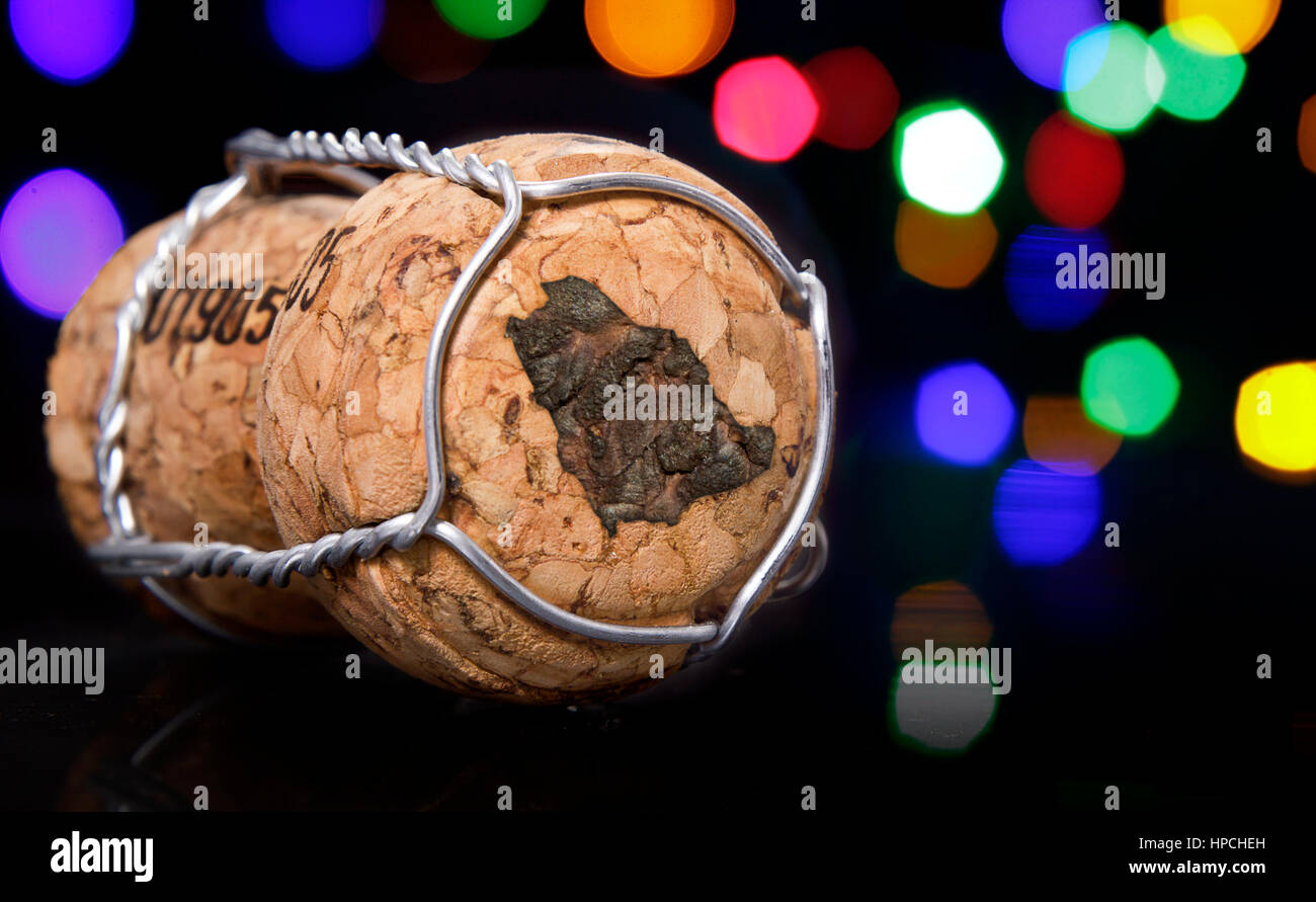 Champagne cork with the shape of Saudi Arabia burnt in and colorful ...