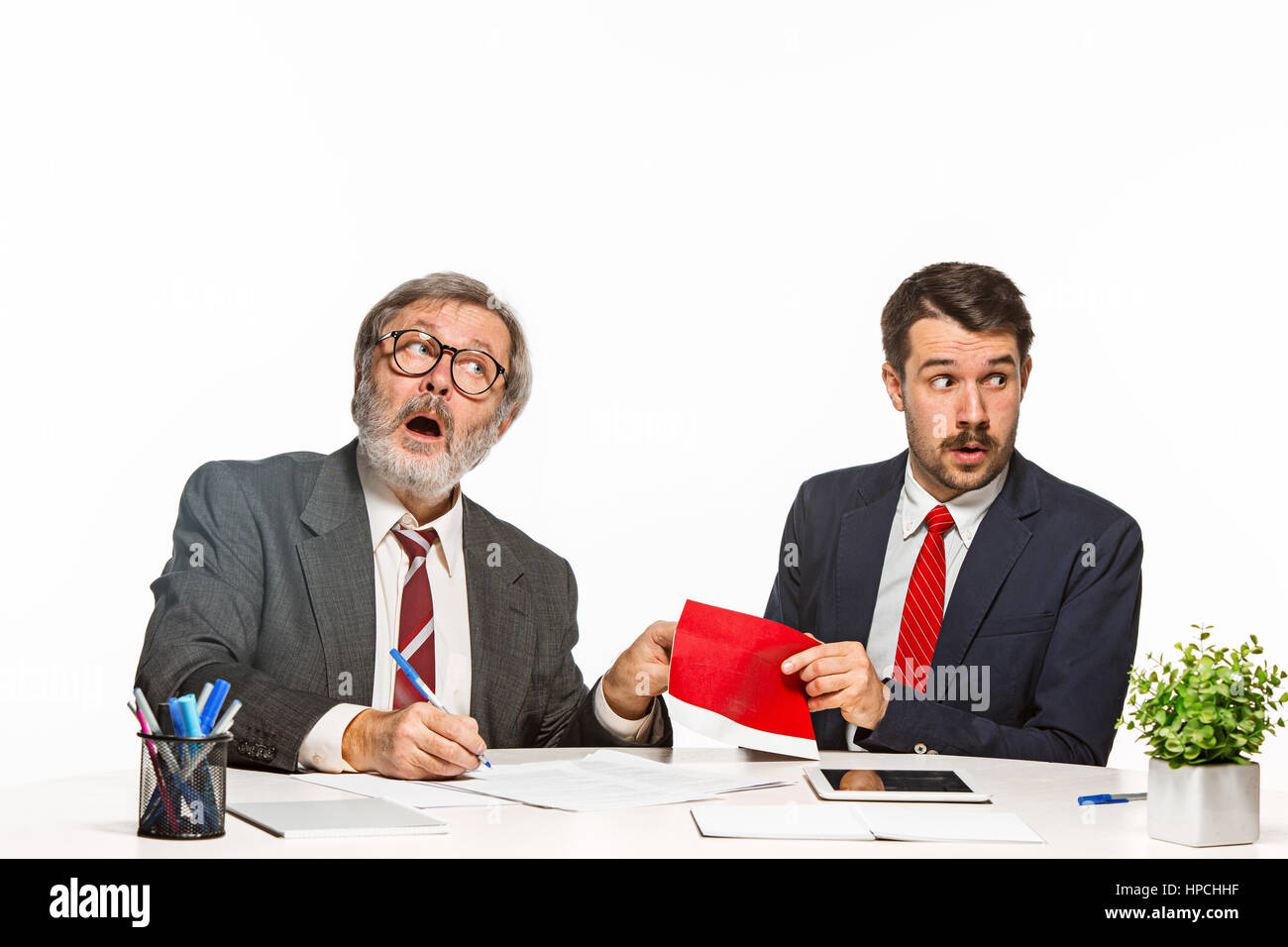 Concept - corruption. Businessman in a suit taking a bribe at office on ...